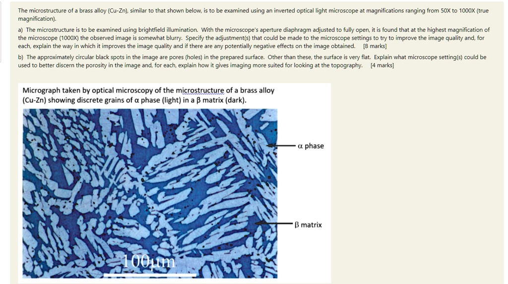 SOLVED: The microstructure of a brass alloy (Cu-Zn), similar to that ...