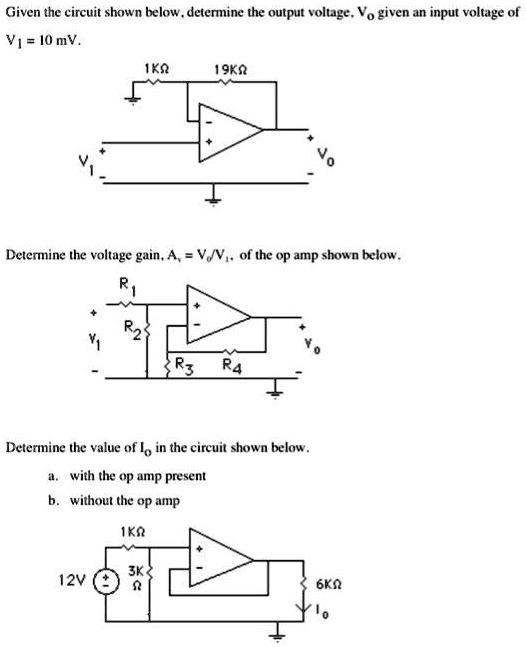 SOLVED: Given the circuit shown below, determine the output voltage, Vo, given an input voltage ...