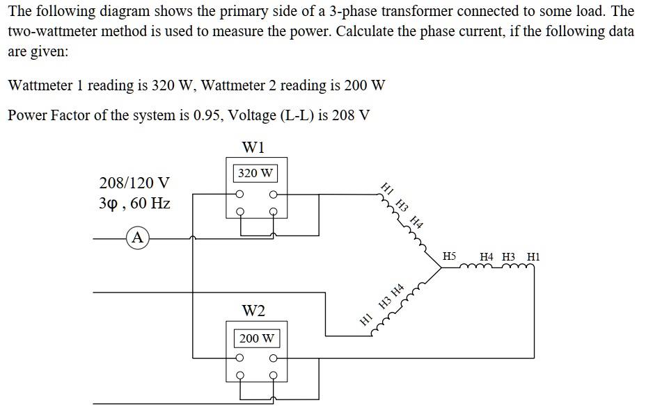 SOLVED: The following diagram shows the primary side of a 3-phase transformer connected to some ...