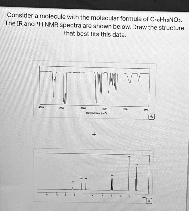Consider a molecule with the molecular formula of C10H13NO2. The IR and ...