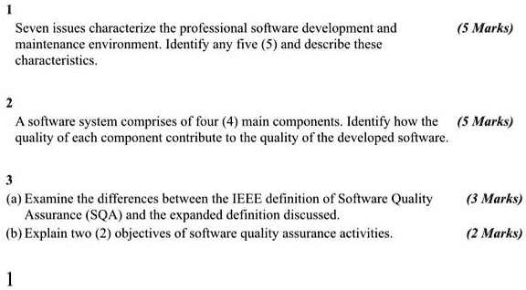 1 Seven issues characterize the professional software development and ...