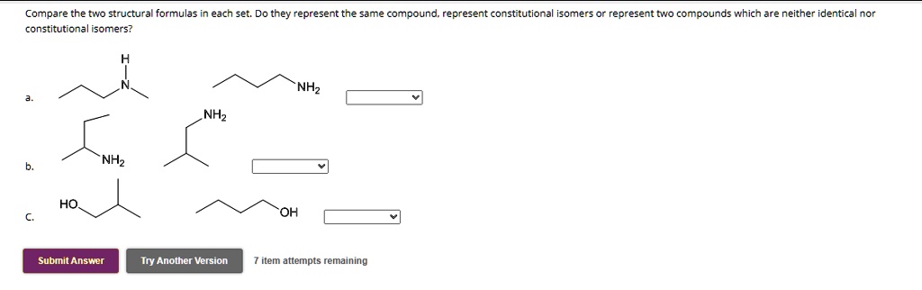 Solved Texts Compare The Two Structural Formulas In Each Set Do They Represent The Same