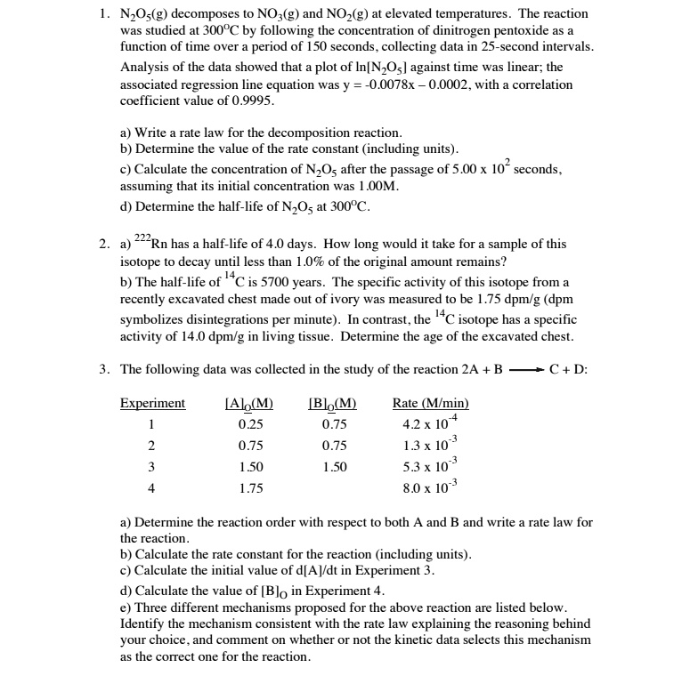SOLVED: N,Os(g) decomposes to NOz(g) and NOz(g) at elevated ...