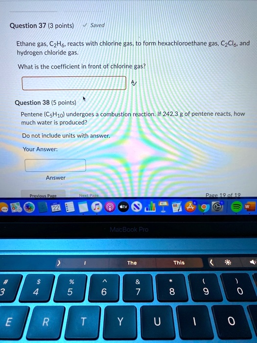SOLVED: Ethane gas, C2H6, reacts with chlorine gas to form ...
