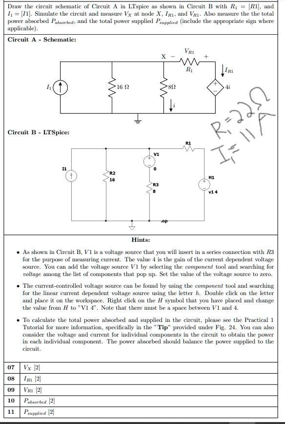 SOLVED: Draw the circuit schematic of Circuit A in LTspice as shown in Circuit B with R = Rl and ...