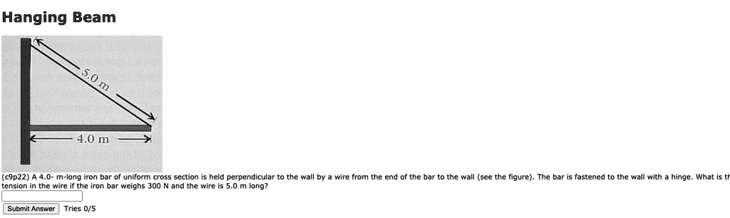 SOLVED: Hanging Beam 4.0 m (c9p22) m-long Iron bar unitor crocs sectiom ...