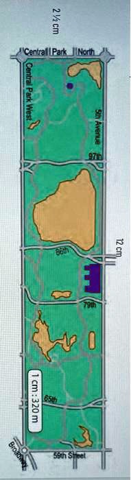 Central Park is a rectangular park in New York City, NY. A scale ...