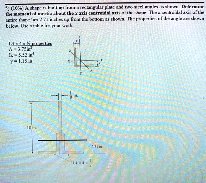 SOLVED: A shape is built up from a rectangular plate and two steel ...