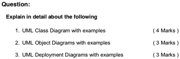 SOLVED: Explain in detail about the following: 1. UML Class Diagram with examples (4 Marks) 2 ...