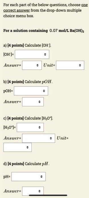 SOLVED: Texts: For each part of the below questions, choose one correct answer from the drop ...