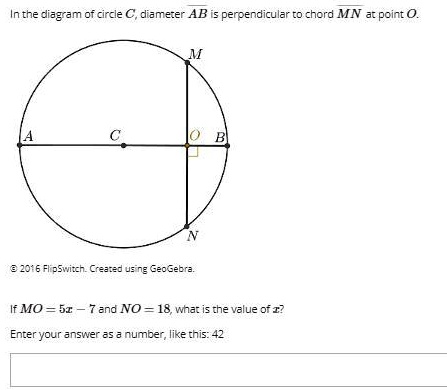 SOLVED: In the diagram of circle C, diameter AB is perpendicular to ...
