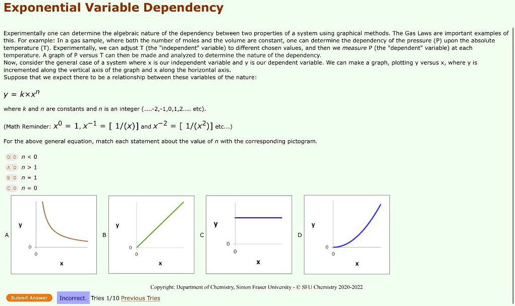 Exponential Variable Dependency Experimentally, one can determine the algebraic nature of the ...