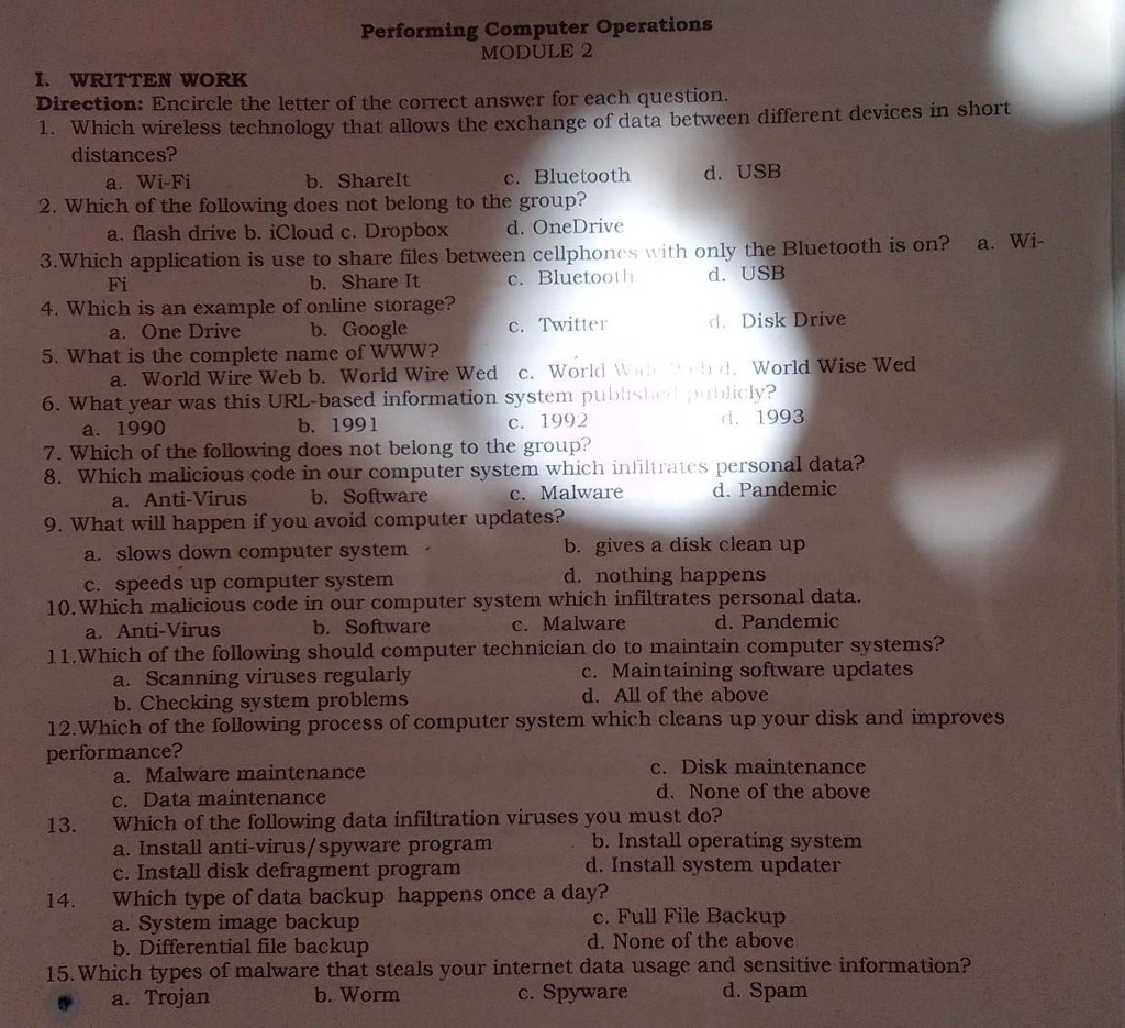 Solved Pa Sagot Po Please Kailangan Ko Na Po Bukas Performing Computer Operations Module 2