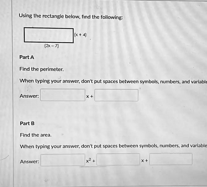 Using the rectangle below, find the following: Part A Find the ...