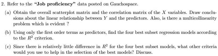 SOLVED: Refer to the "Job proficiency data posted Gauchospace (a ...