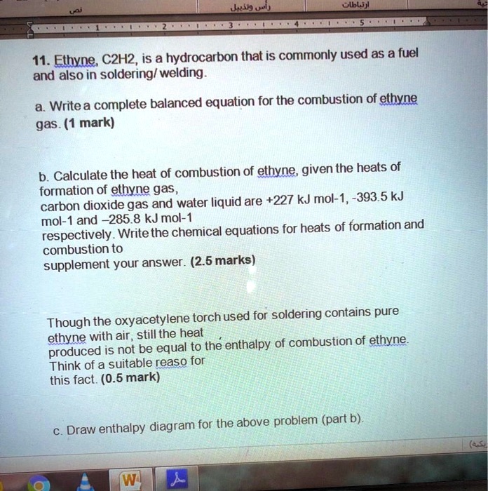 SOLVED: bl 11. Ethyne; C2H2, is a hydrocarbon that is commonly used as ...