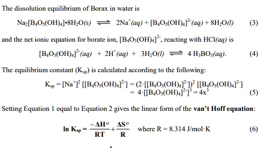 The dissolution equilibrium of Borax in water is Na2[B4O5(OH)4]·8H2O(s ...