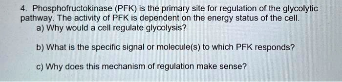 SOLVED:Phosphofructokinase (PFK) is the primary site for regulation of ...