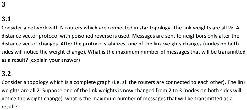 SOLVED: Computer Networks Question: 3.1 Consider a network with N routers which are connected in ...