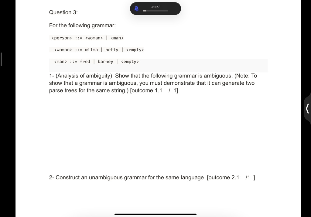 Get Answer Question 3 For The Following Grammar Wilma Betty Fred Barney 