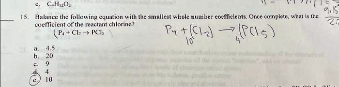 SOLVED: 15. Balance the following equation with the smallest whole ...