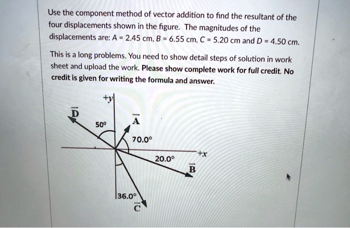 Use the component method of vector addition to find the resultant of ...