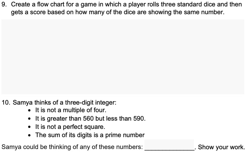 9. Create a flow chart for a game in which a player rolls three ...