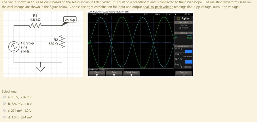 SOLVED: The circuit shown in the figure below is based on the setup shown in Lab 1 video. It is ...
