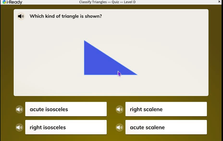i-Ready Classify Triangles - Quiz - Level D Which kind of triangle is ...