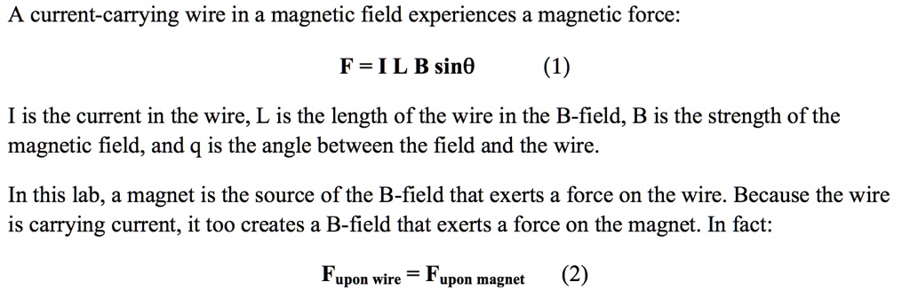 SOLVED: A current-carrying wire in a magnetic field experiences a ...