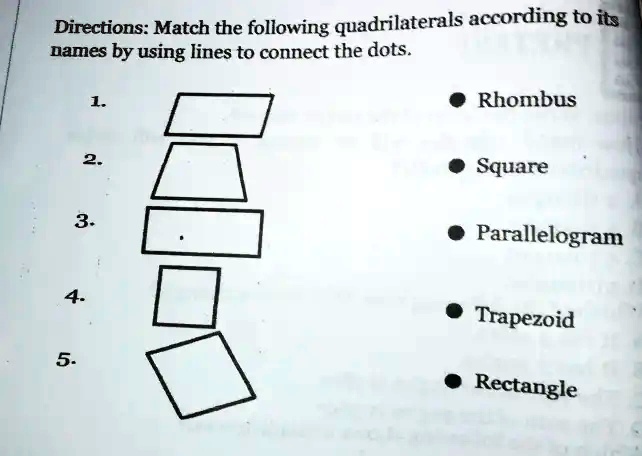 SOLVED: Directions: Match the following quadrilaterals according to its ...