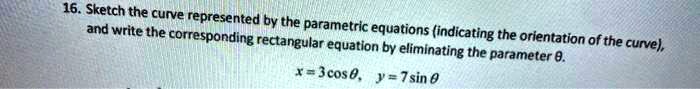 SOLVED: Sketch = the curve represented bv and write the corresponding = the parametric equations ...