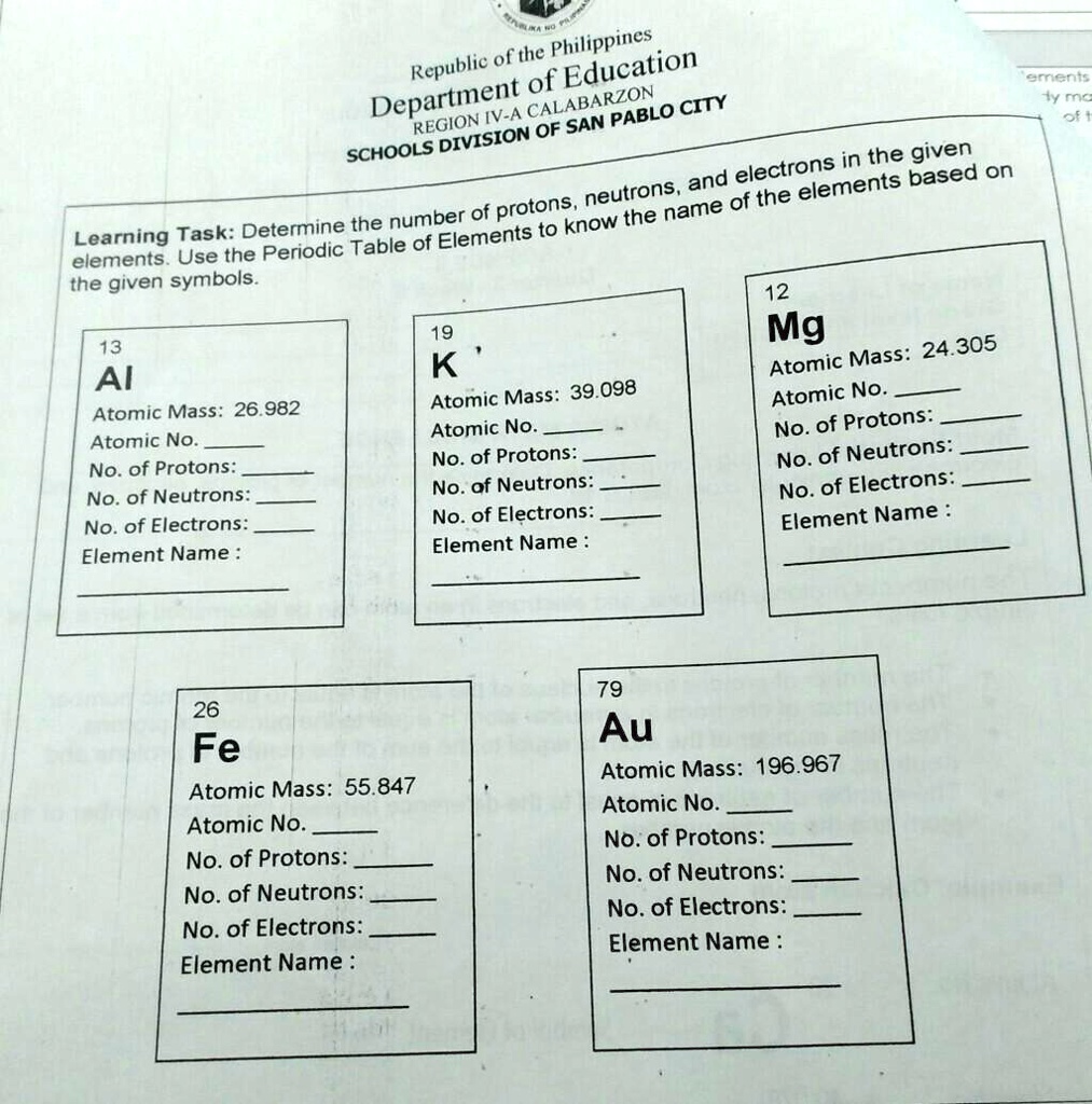 SOLVED: 'Learning task: Determine the number of protons, neutrons, and ...