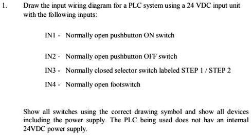 SOLVED: Draw the input wiring diagram for a PLC system using a 24 VDC input unit with the ...