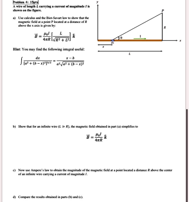 Problem 4: 15pts A wire of length L carrying a current of magnitude I ...