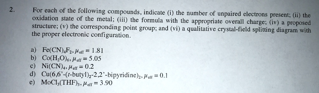 SOLVED: For each of the following compounds, indicate the number of ...