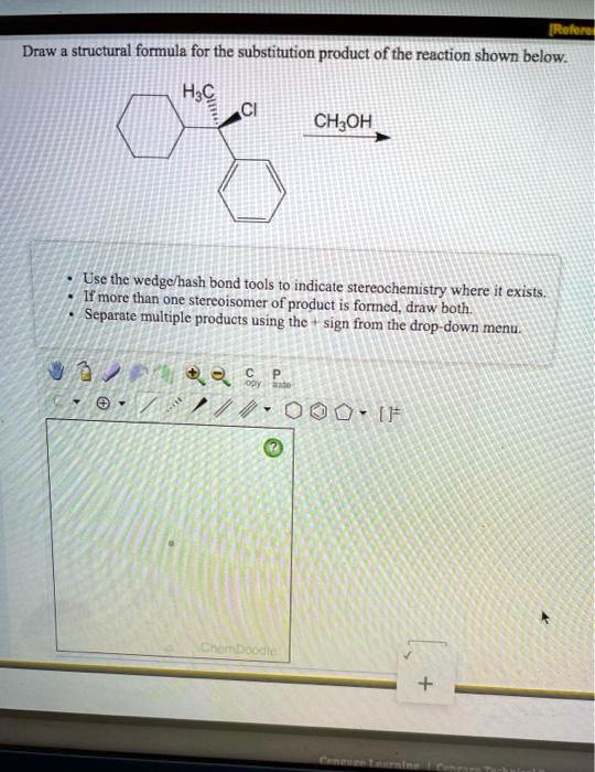 SOLVED: Draw the structural formula for the substitution product of the reaction shown below ...
