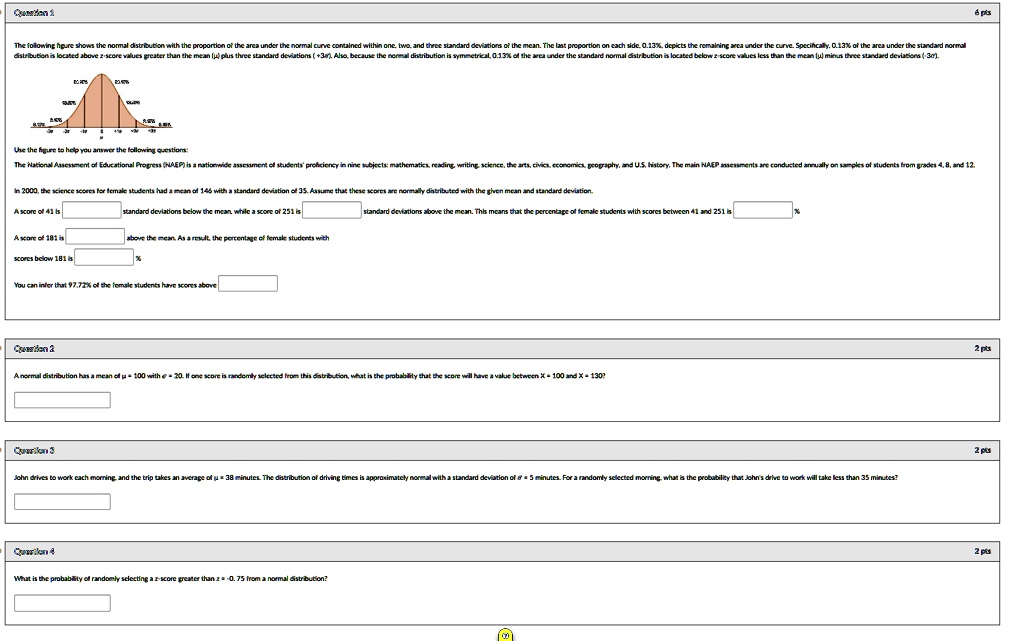 SOLVED: Texts: 6 pis The following figure shows the normal distribution ...