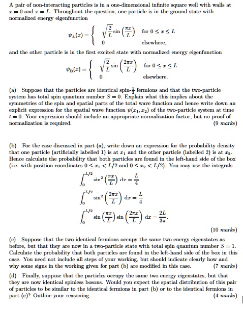SOLVED: Quantum mechanics problem: A pair of non-interacting particles ...