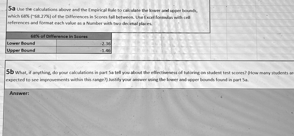 5a Use the calculations above and the Empirical Rule to calculate the ...