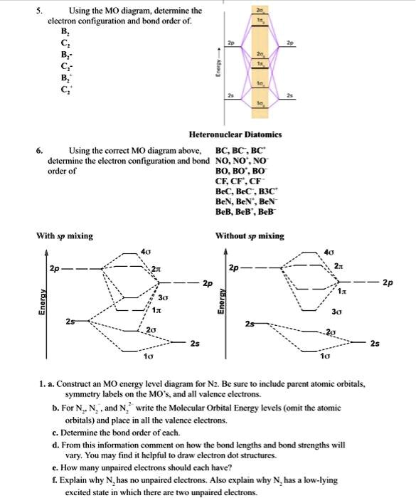 5. Using the MO diagram, determine the electron configuration and bond ...
