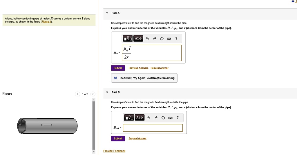 Part A A long, hollow conducting pipe of radius R carries a uniform ...