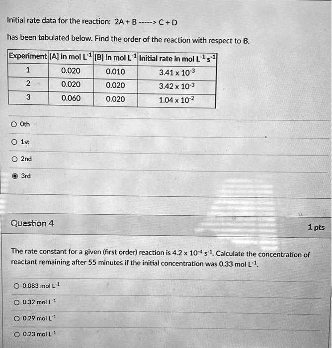 SOLVED: Please help with these questions! Thank you! Initial rate data ... SOLVED: Please help with these questions! Thank you! Initial rate data ...