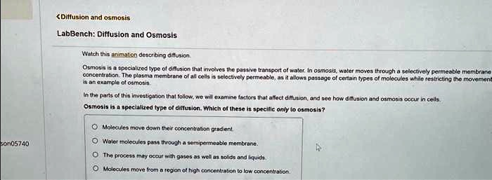 SOLVED: Texts: Diffusion and Osmosis Lab Bench Diffusion and Osmosis ...