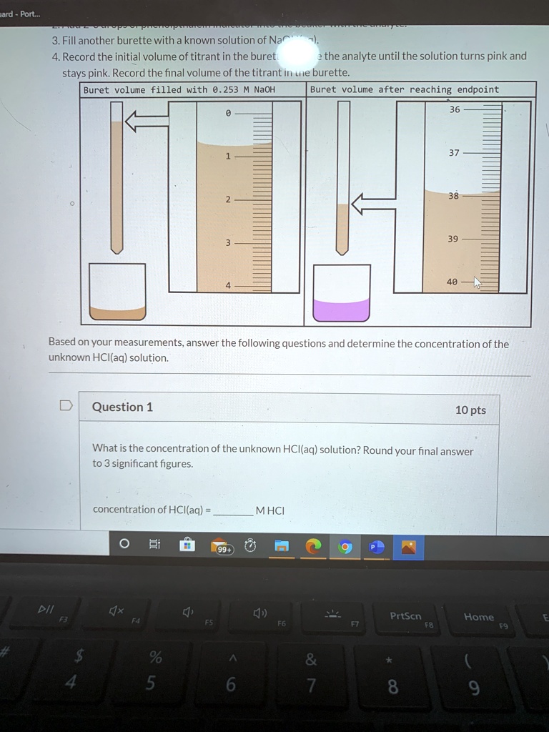 SOLVED: Based on the two images shown, what is the concentration of the unknown HCl solution ...