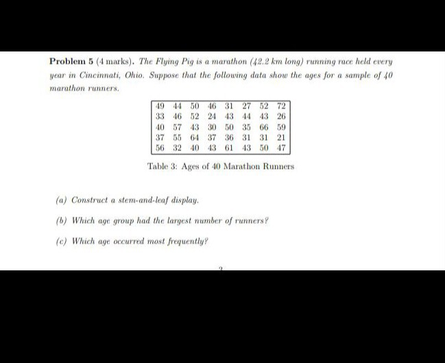 SOLVED: Problem 5 (4 marks). The Flying Pig is a marathon (42.2 km long ...