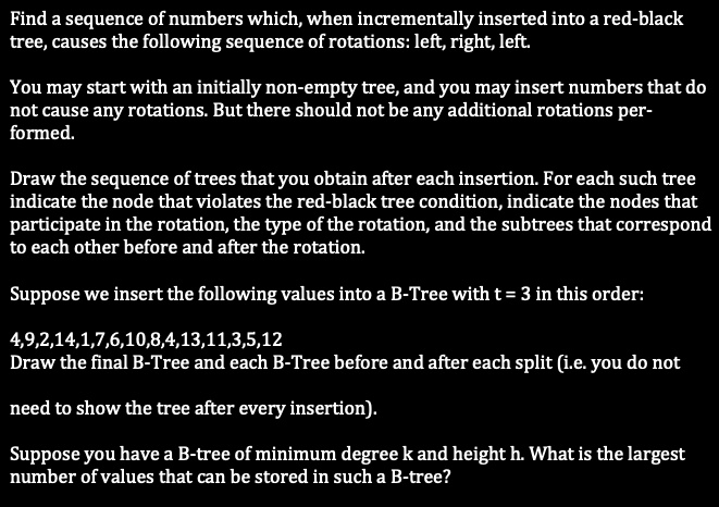 Solved Find A Sequence Of Numbers Which When Incrementally Inserted Into A Red Black Tree