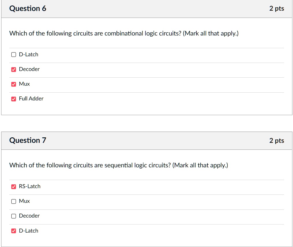 SOLVED: Question 6 2 pts Which of the following circuits are ...