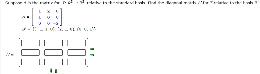 SOLVED: Suppose is the matrix for T: R3 R3 relative to the standard basis Find the diagonal ...