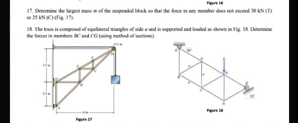 SOLVED: Figure 16 17. Determine the largest mass m of the suspended ...